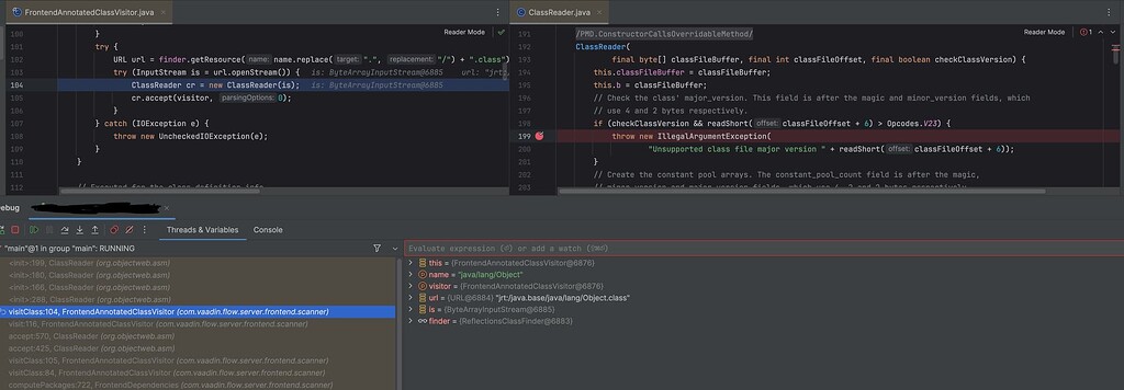 Vaadin 24.9 / Java 25 - vaadin-maven-plugin - Fails with "class file ...